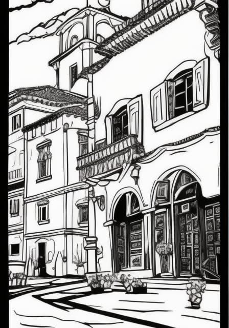Capri Piazza, Italy - Adult Travel Coloring Book - AI Generated Artwork ...