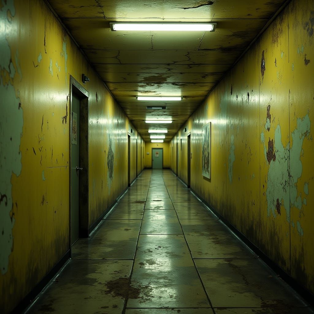 Ethereal Dystopian Corridor in the Liminal Realm - AI Art