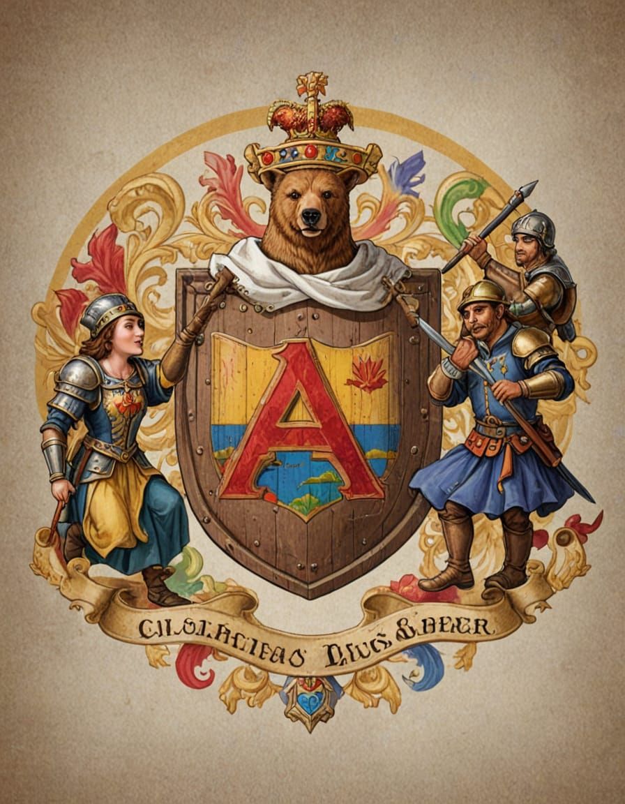 Bear Coat of Arms #04 - California Bear Heraldic Emblem in C...