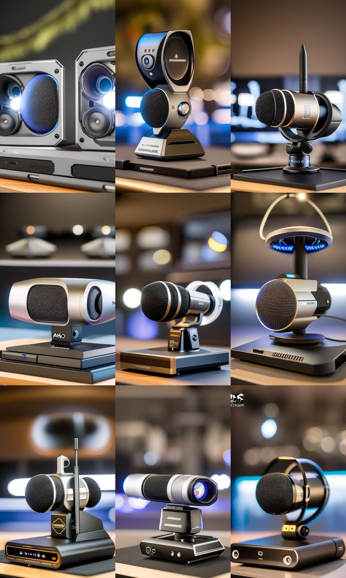 ⁸High-tech futuristic hybrid microphones on stands, #akg, #telefunken ...