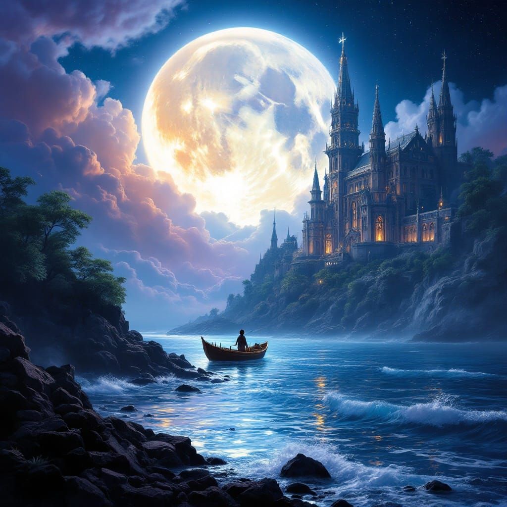 Ethereal Coastal Scene at Dusk, in Cinema-Inspired... - AI Art