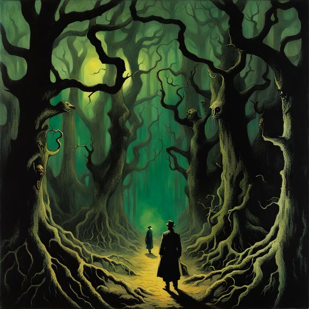 Eldritch forest, illustration, style of Dave McKean - AI Generated ...