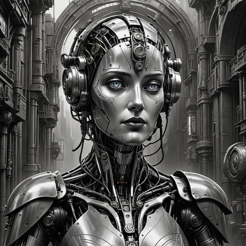 woman robot in Fritz Lang's Metropolis art nouveau beautiful mysterious ...
