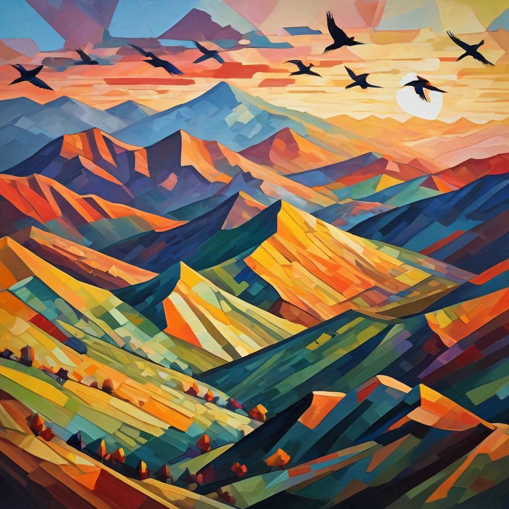 mountain range in the cubist world - Cubist Mountain Landsca...