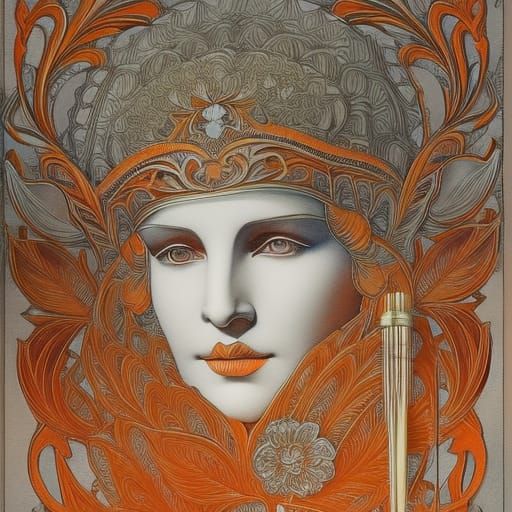 thin lines, Alphonse Mucha dynamic lighting hyperdetailed intricately ...