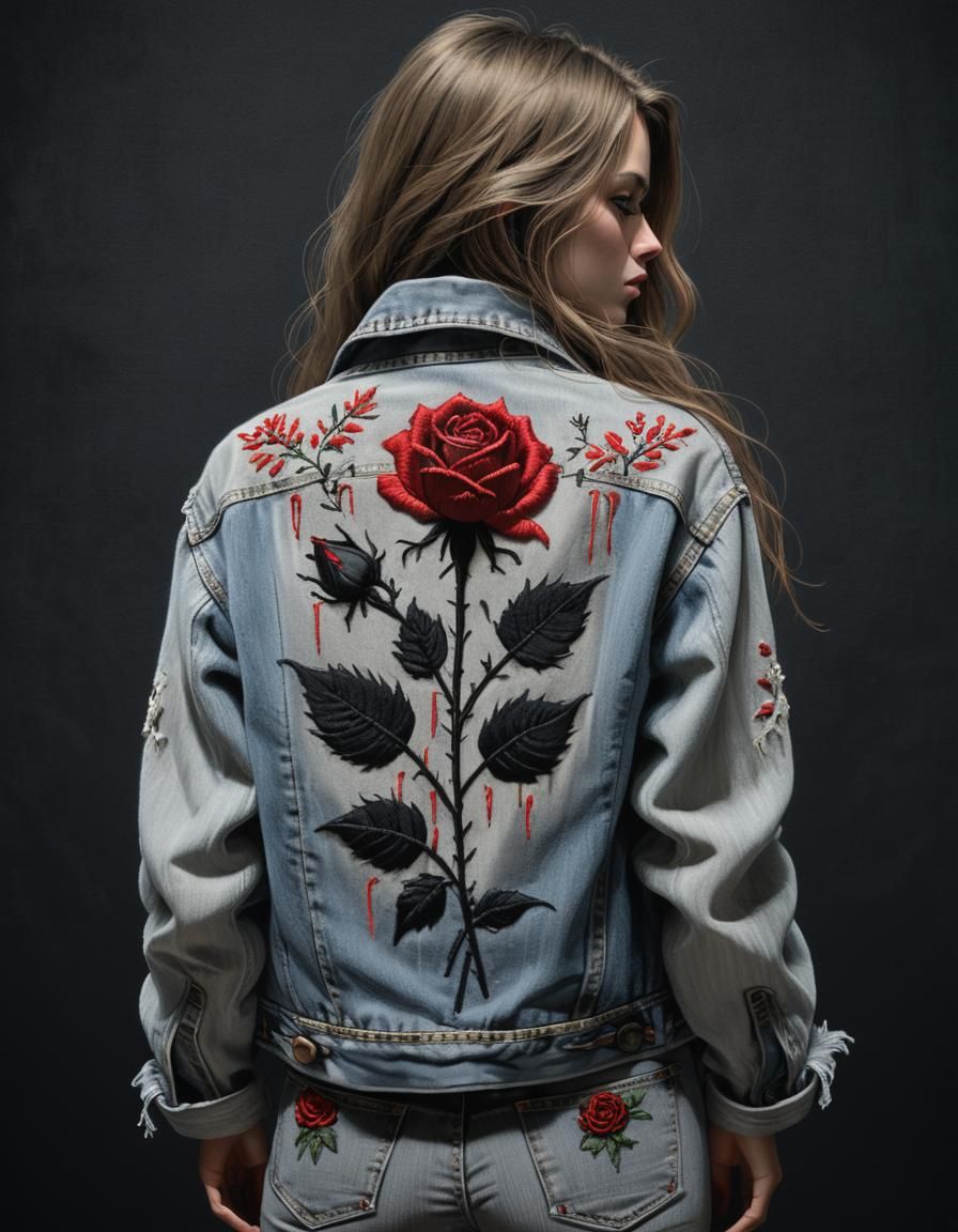 Jean jacket - Rose - AI Generated Artwork - NightCafe Creator