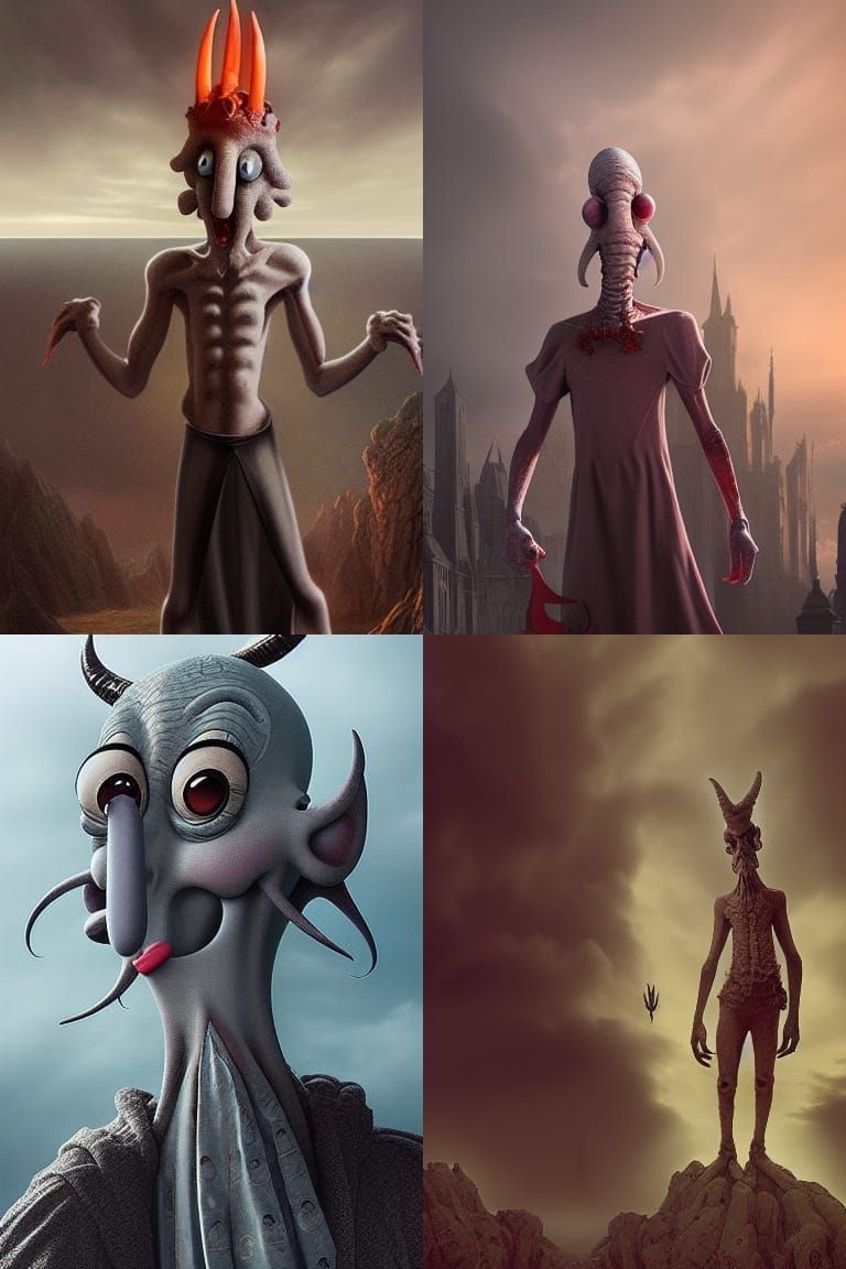 Squidward dressed as the Devil Epic cinematic brilliant stunning ...