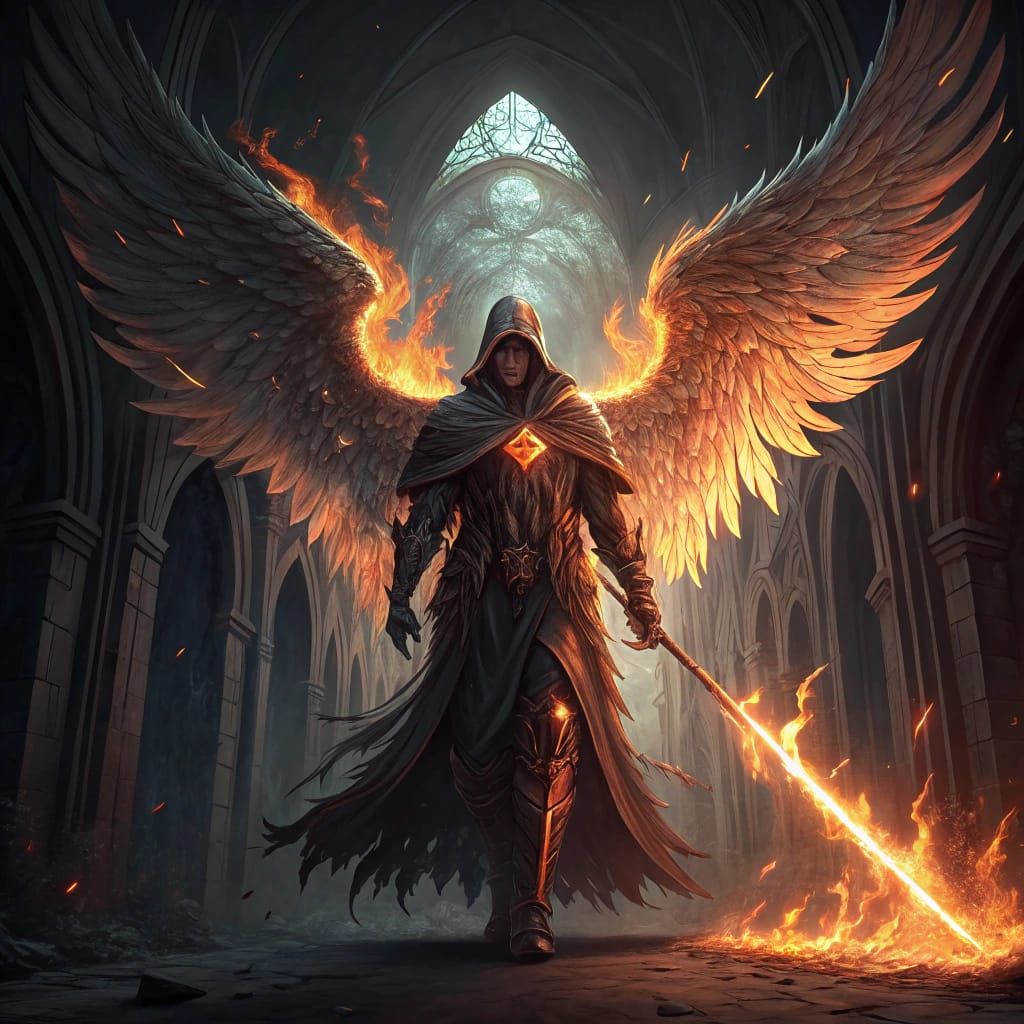 Archangel of shadow and flame - Gothic Flame Angel Emerges f...