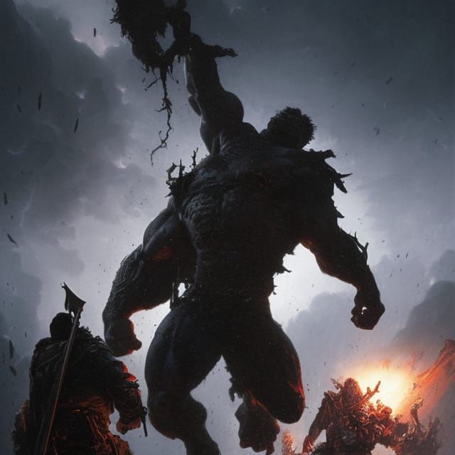 Hulk horror Gustave Doré Greg Rutkowski bad anatomy - AI Generated ...