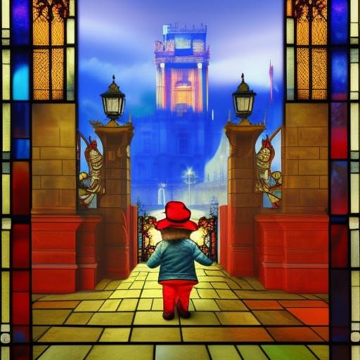 Paddington Bear at Buckingham Palace in Stained Glass - AI Generated ...