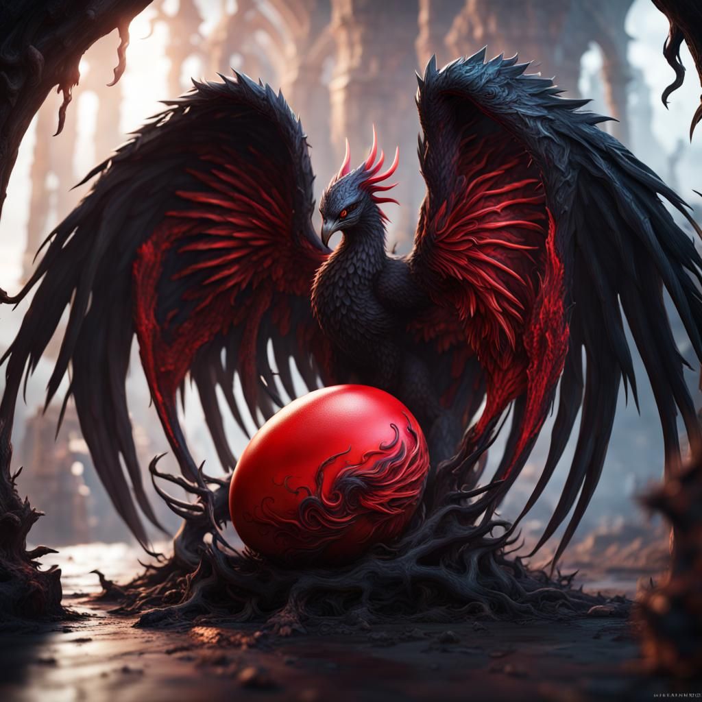 Demonic Mystically enchanted black and red Phoenix egg - AI Generated ...