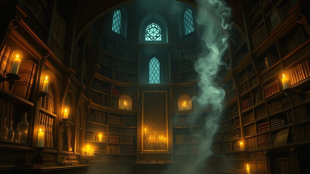 Mystical Wizard's Chamber in Hogwarts Castle Tower - AI Art