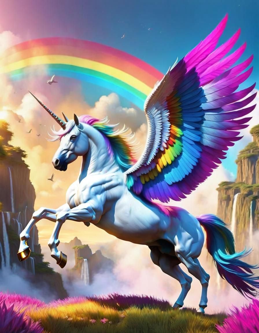 Winged Unicorn in the Mointains - AI Generated Artwork - NightCafe Creator
