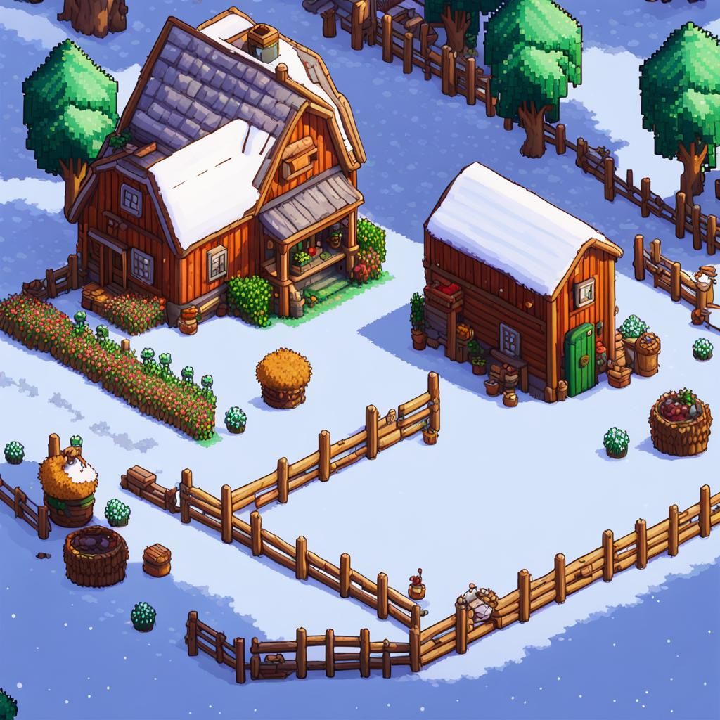 Stardew Valley in Winter - AI Generated Artwork - NightCafe Creator