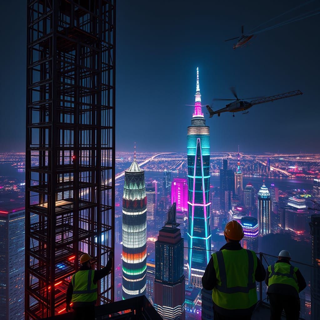 Epic Futuristic Cityscape at Night, Glass Panels a... - AI Art