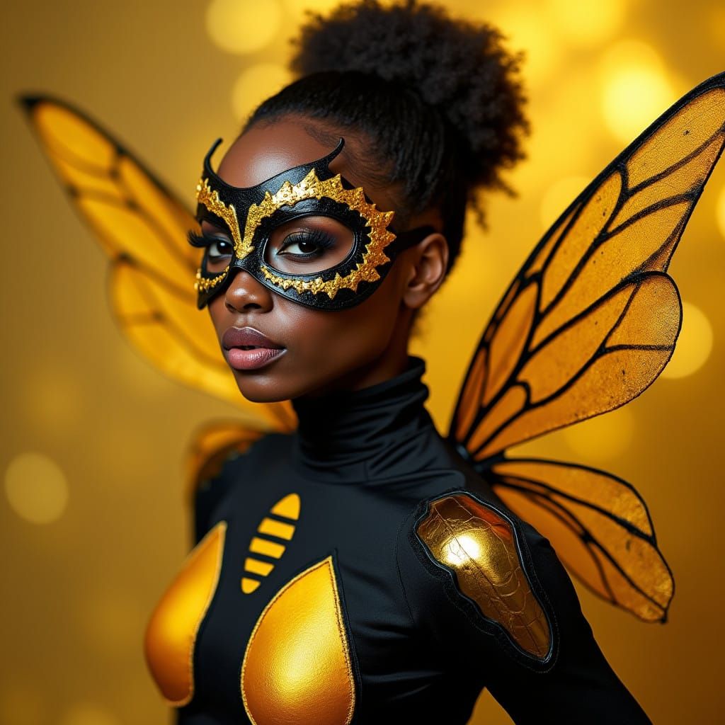 Queen Bee III - Cyberpunk Queen Bee in Regal Attire