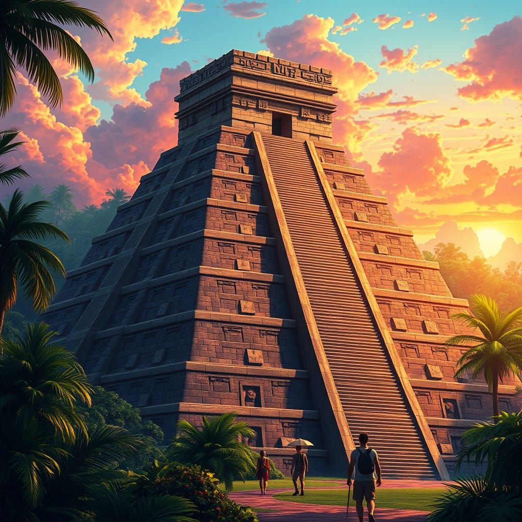 Mesoamerican Temple Pyramid: Aztec and Maya Archit... - AI Art