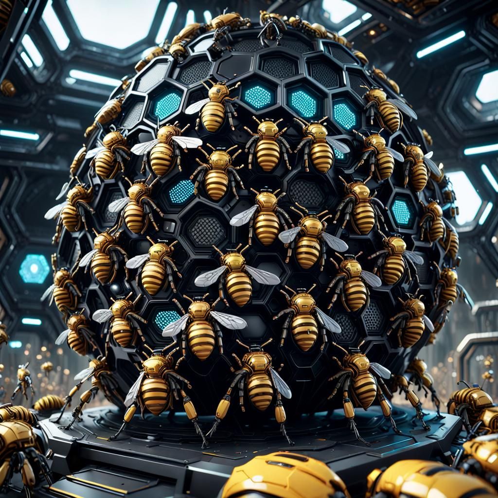 Techno Bee Hive - AI Generated Artwork - NightCafe Creator