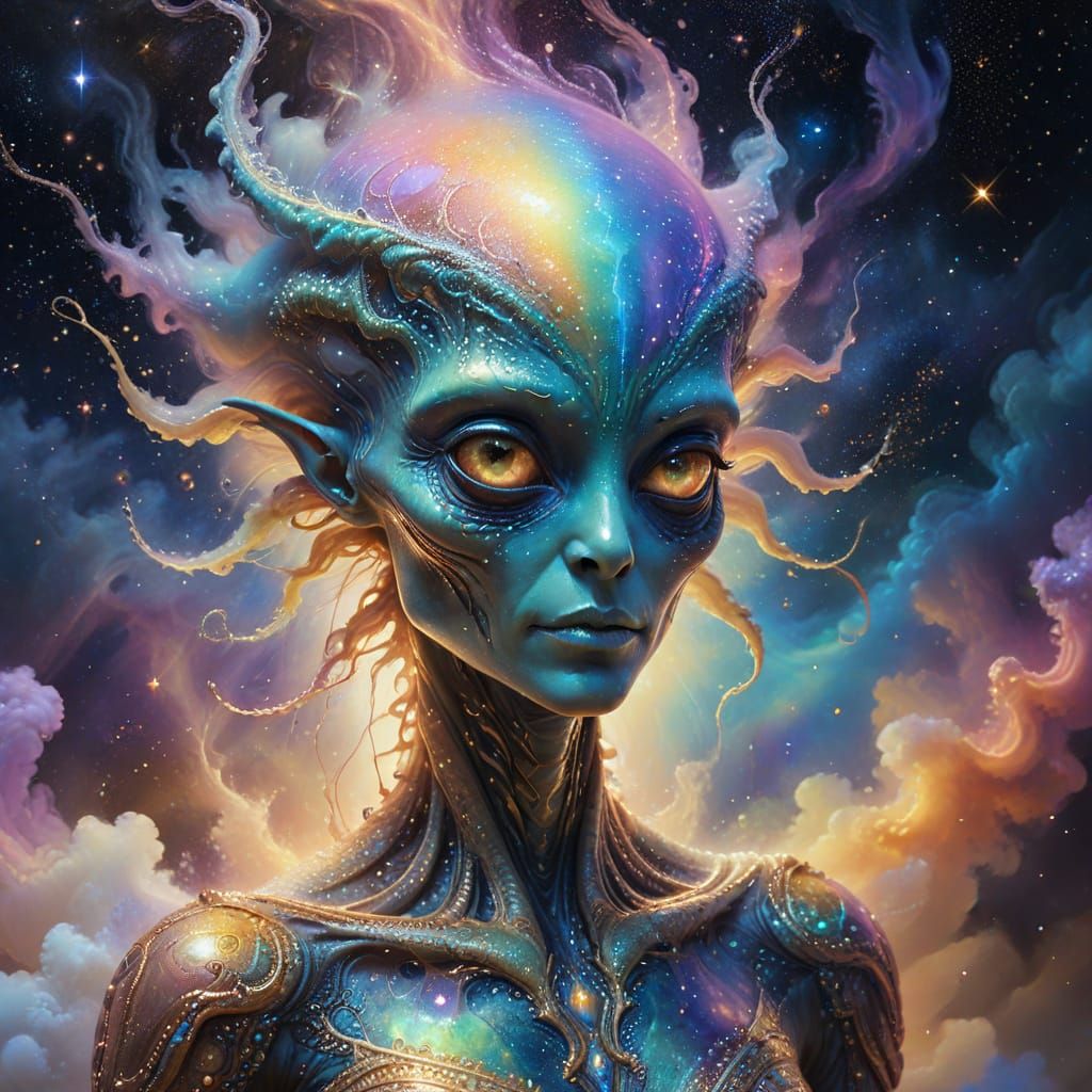 portrait of an alien - Ethereal Alien Portrait in Surreal Im...