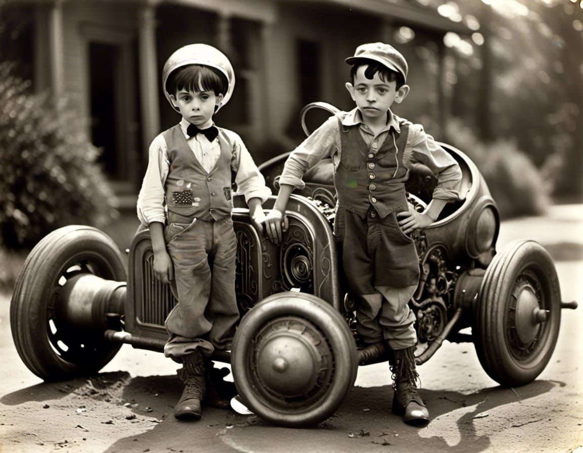 1930s, little rascals boys ready for their outer-space mission, in ...