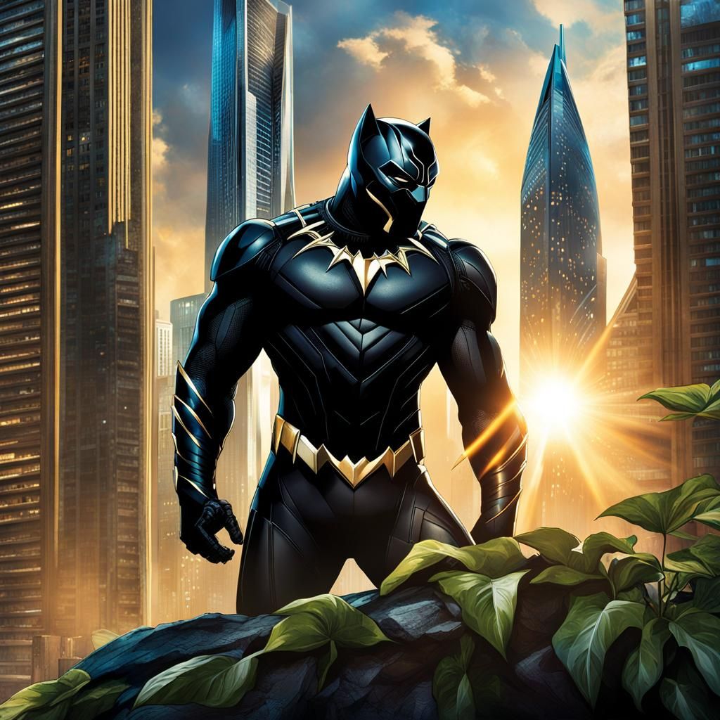 Sigma symbol hidden in the image, black panther in a city, the sun is ...