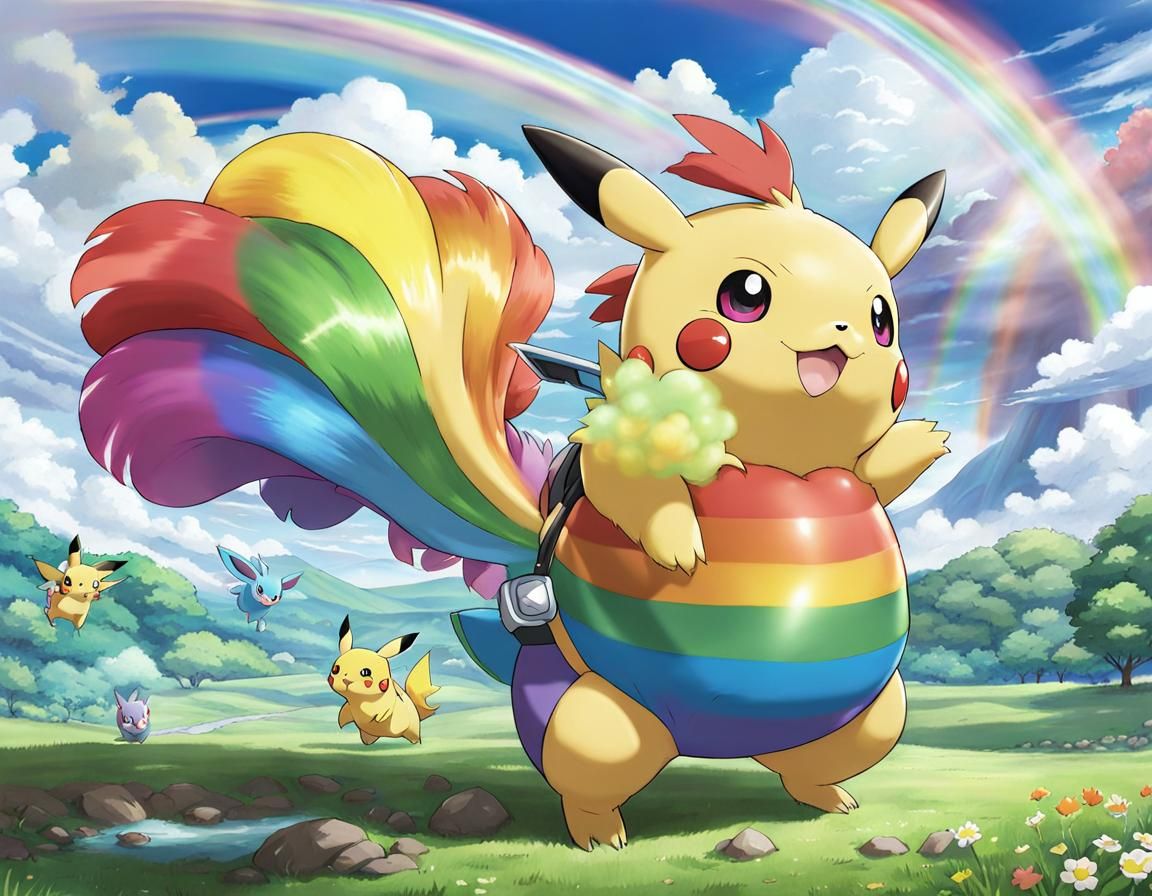 Rainbow Tail Pikachu - AI Generated Artwork - NightCafe Creator