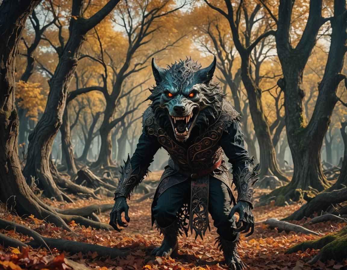 Scary wolf-man in the forest - AI Generated Artwork - NightCafe Creator