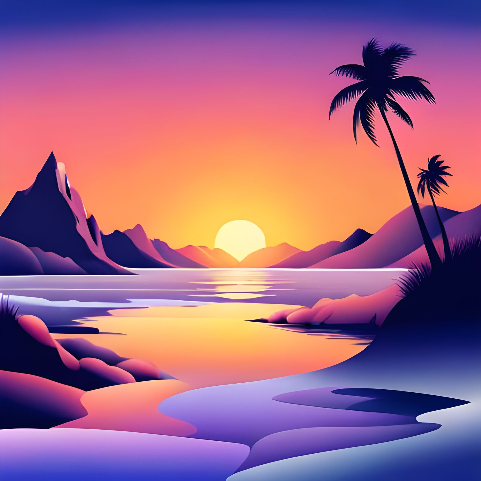 Purple Themed Sunset - AI Generated Artwork - NightCafe Creator