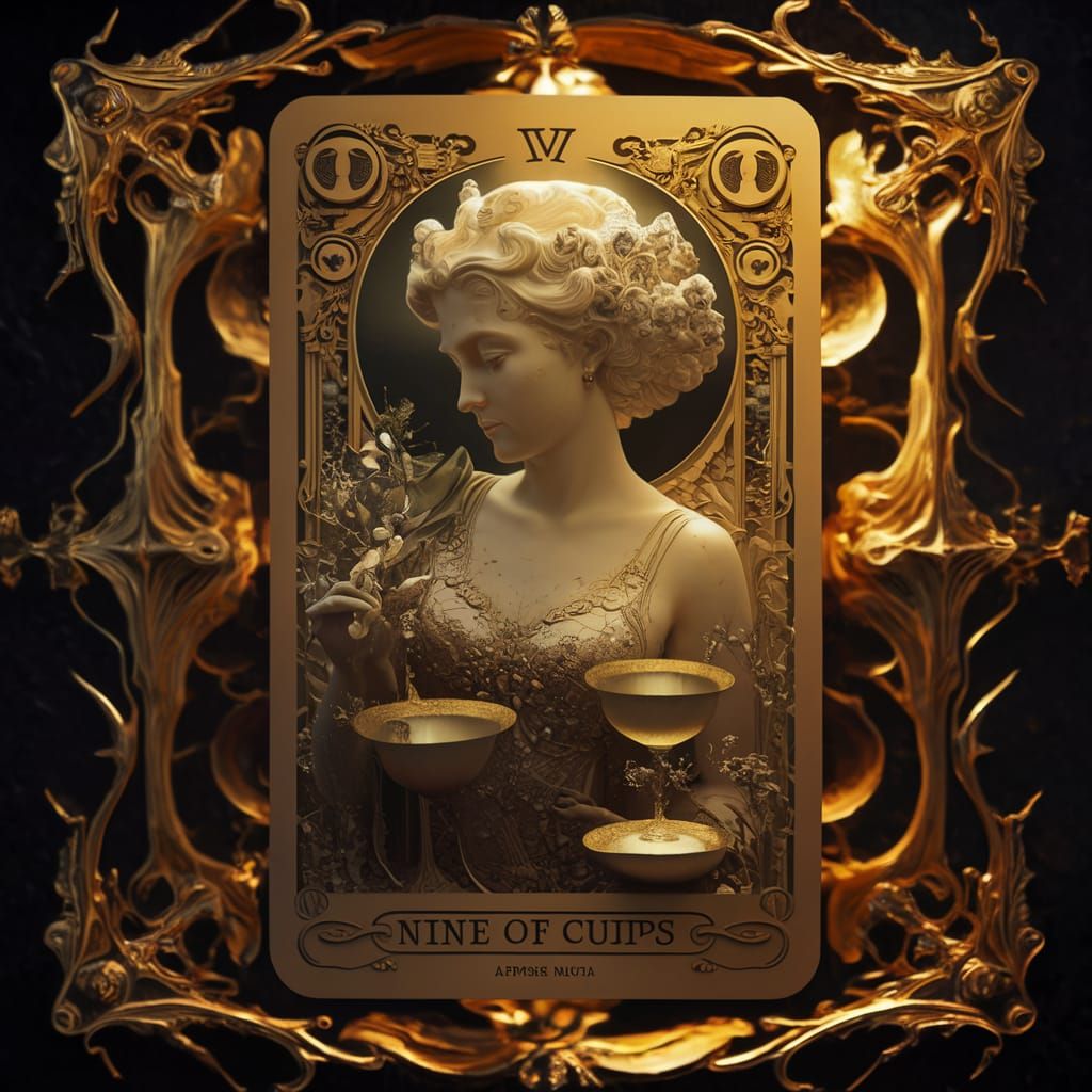 Nine of cups, Alphonse Mucha - AI Generated Artwork - NightCafe Creator