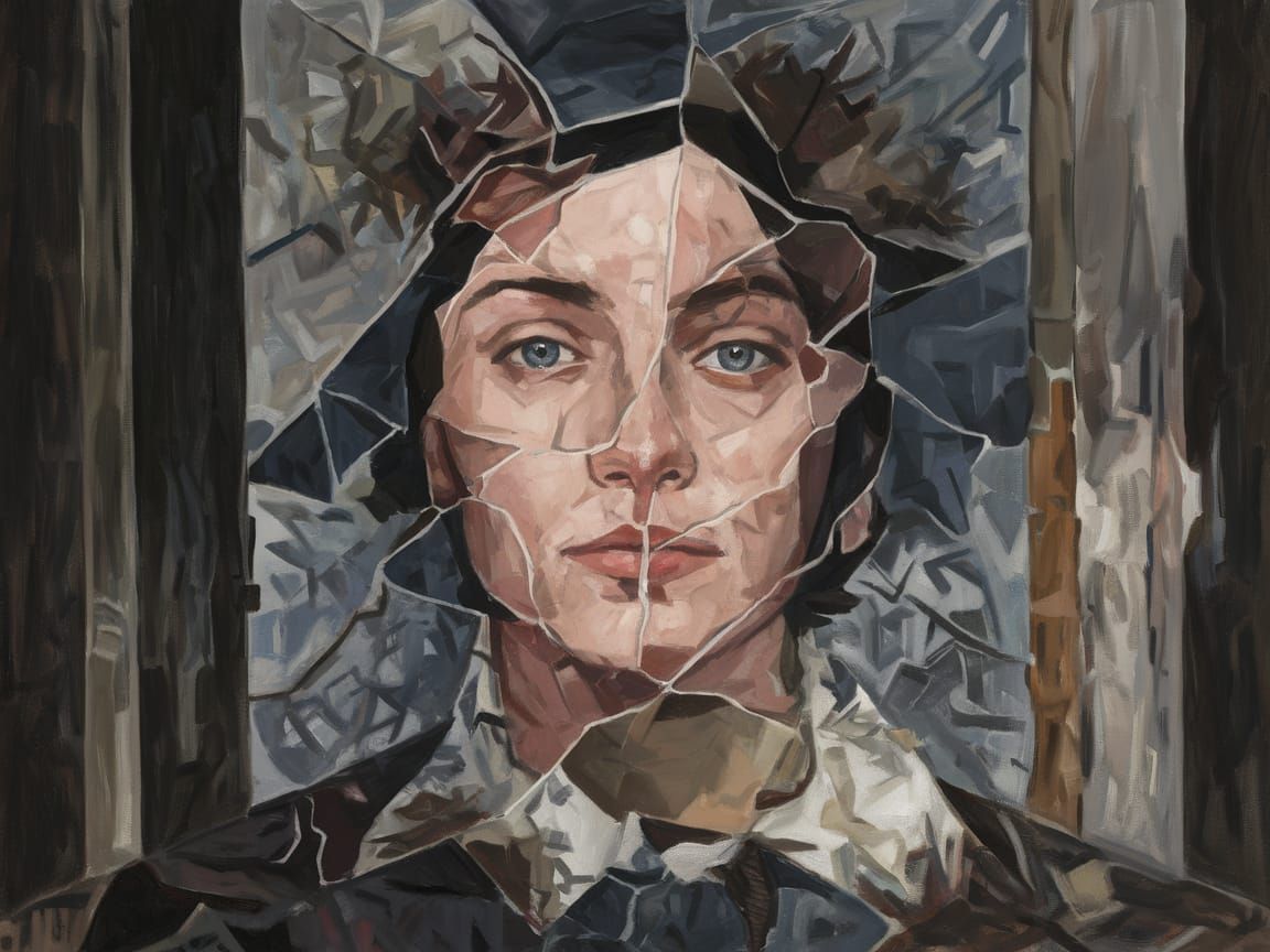 Fragmented - Mysterious Portrait in a Broken Mirror Room