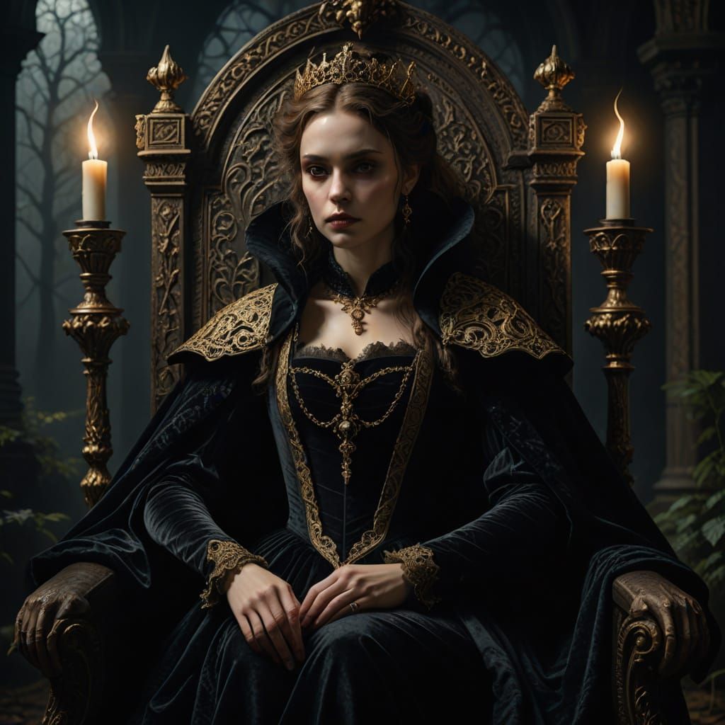Vampire Queen in Dark Fantasy Portrait - AI Art