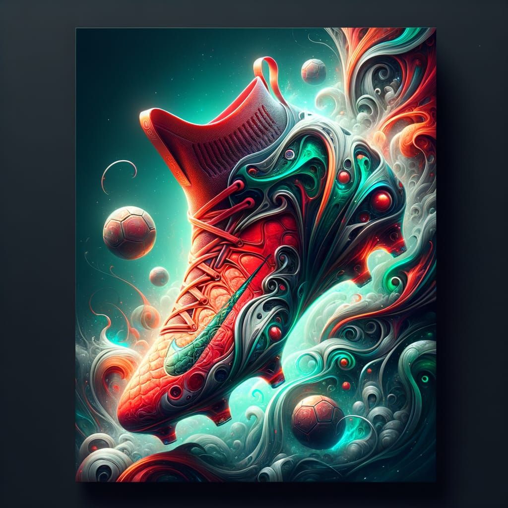 Futuristic Soccer Cleats Concept Art in Vibrant Re... - AI Art