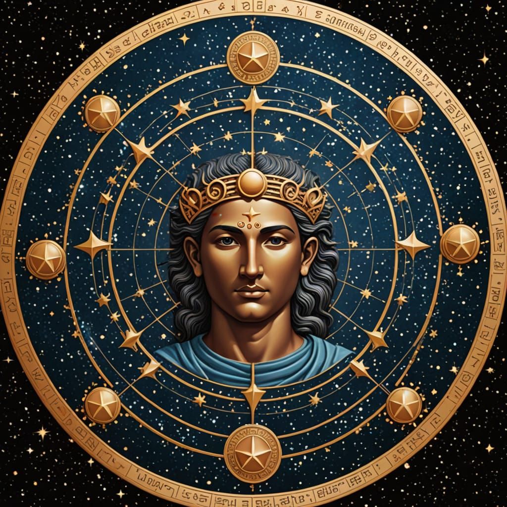 Geminis God Made of Celestial Stars in Ideograms - AI Art