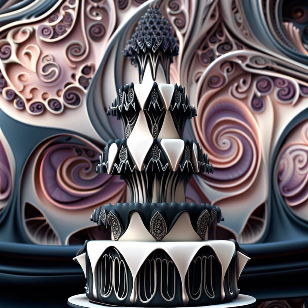Filigree Fractal Wedding Cake - AI Generated Artwork - NightCafe Creator