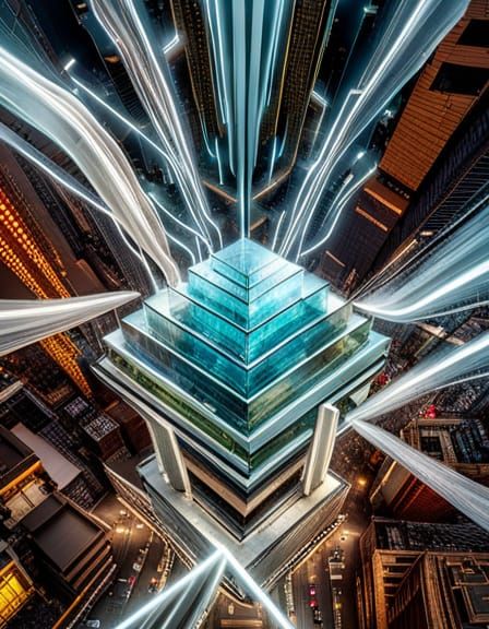 Suspended Glass Pyramid - AI Generated Artwork - NightCafe Creator