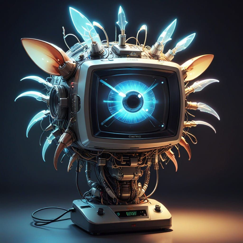 Cyberpunk Zoological Creatures with CRT Heads - AI Art