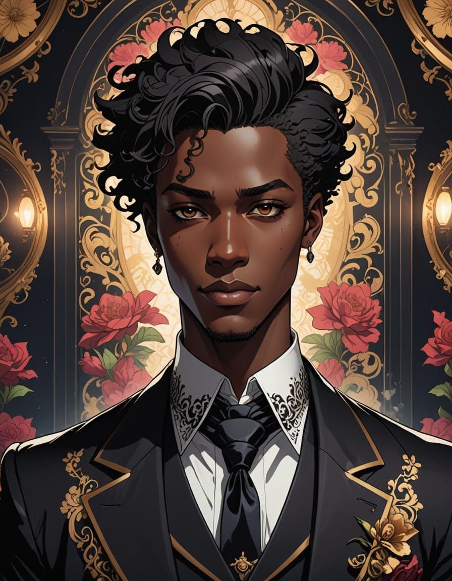 attractive, young man, with feminine features, dark skinned, african ...