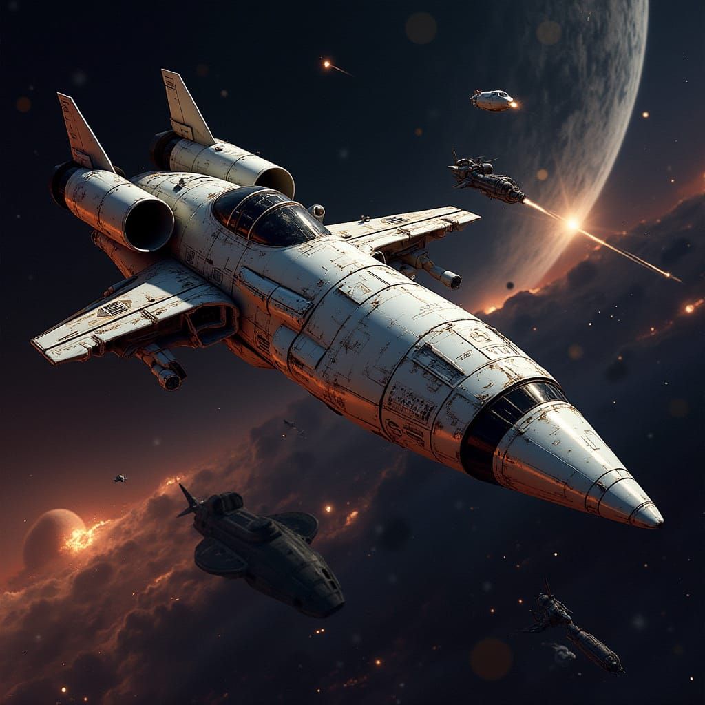 Spacecraft Aries Battles Vanguard in Epic Space Du... - AI Art