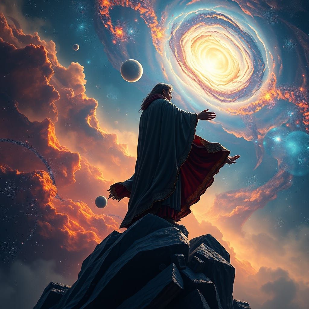 Cosmic Poet Unfolds the Universe's Grand Design - AI Art
