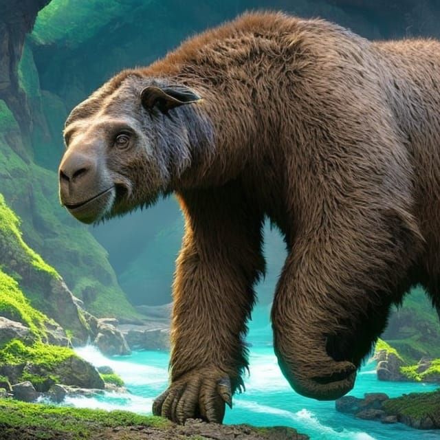 Giant ground sloth, South America, circa 15,000 B.C.E. - AI Generated ...