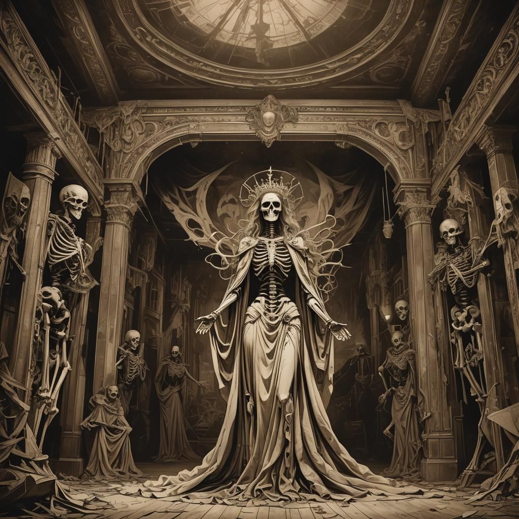 Diva - Skeletal Ghosts Haunt Victorian Theatre in Dark Fanta...