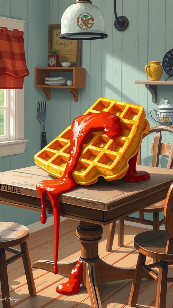 Sticky Waffle Ketchup - Giant Morning Treat Radiates Cozy N...