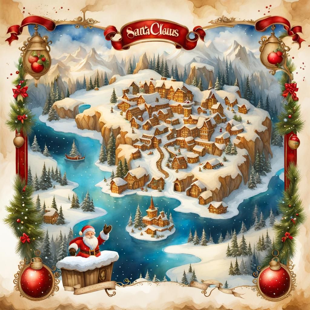 Map of Santa Claus 🎅 homeland - AI Generated Artwork - NightCafe Creator