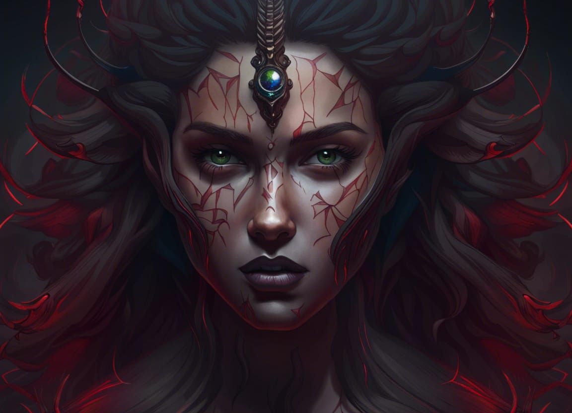 Green Eyed Demon Girl - AI Generated Artwork - NightCafe Creator