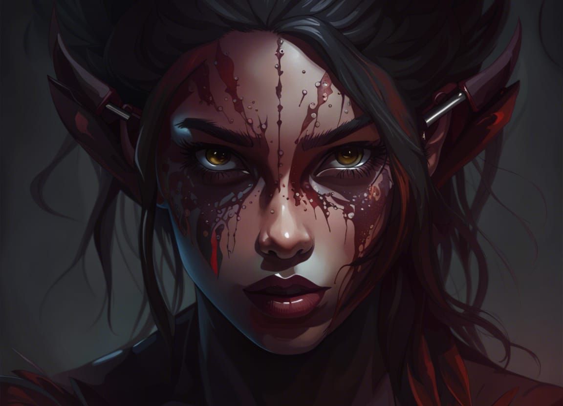 Yellow Eyed Demon Girl - AI Generated Artwork - NightCafe Creator