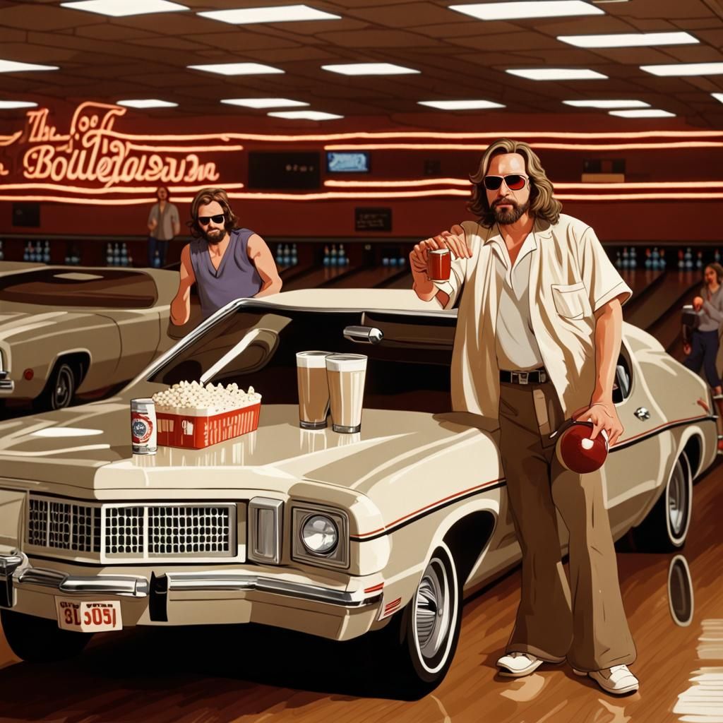 The dude from the big Lebowski holding a White Russian standing on a ...