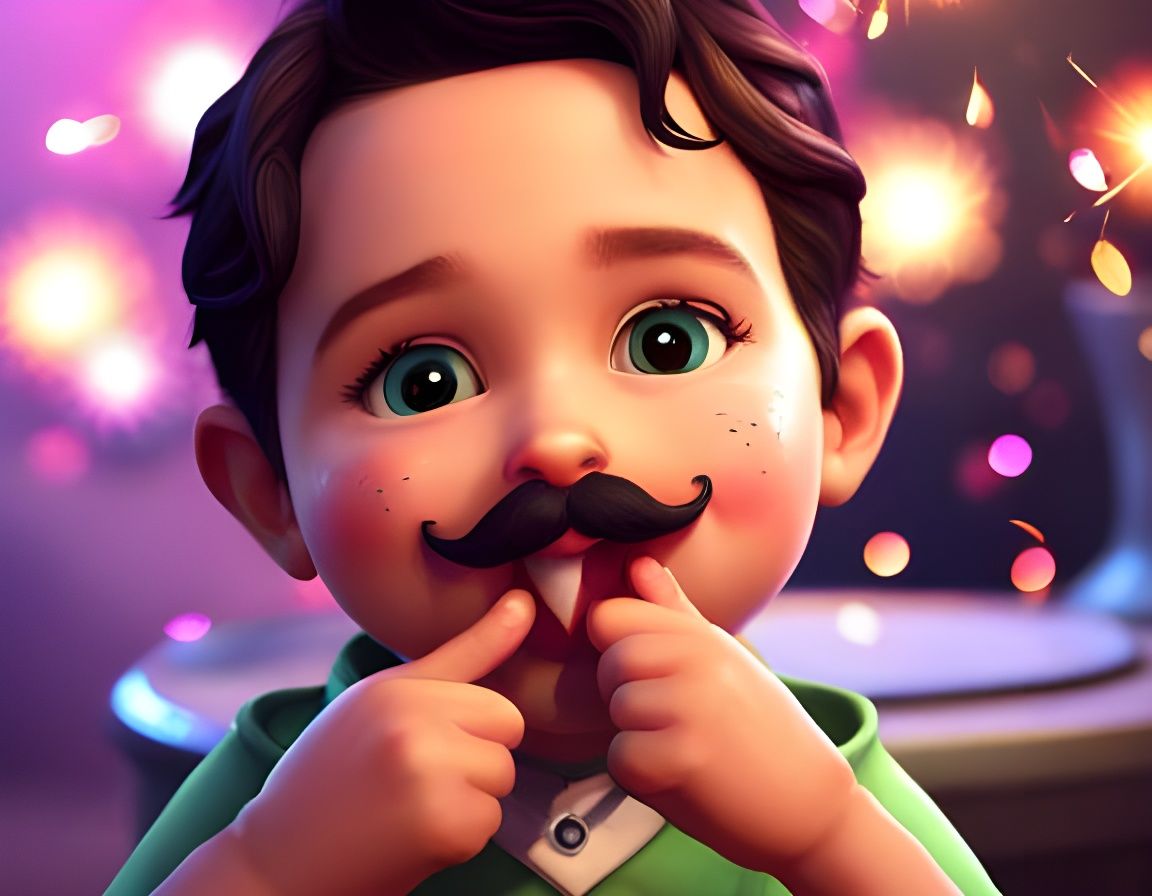 Boy with a Fake Mustache Blowing Raspberries - AI Generated Artwork ...