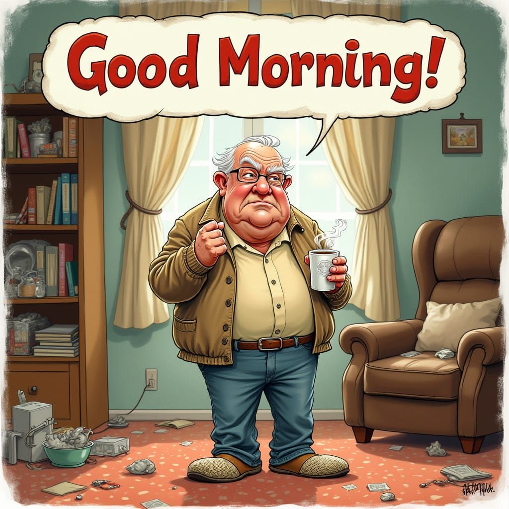 Grumpy Old Gentleman with a Morning Scowl - AI Art