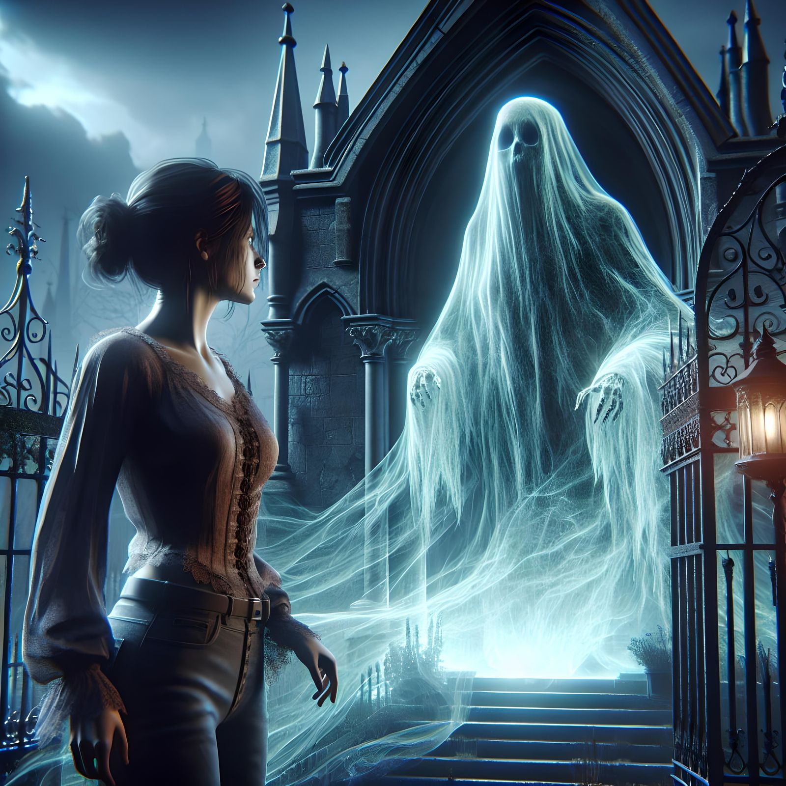 Ghostly Encounter. - AI Generated Artwork - NightCafe Creator