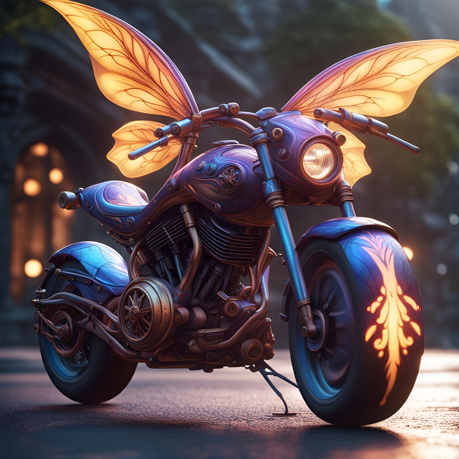 fairy elemental motorcycle - AI Generated Artwork - NightCafe Creator